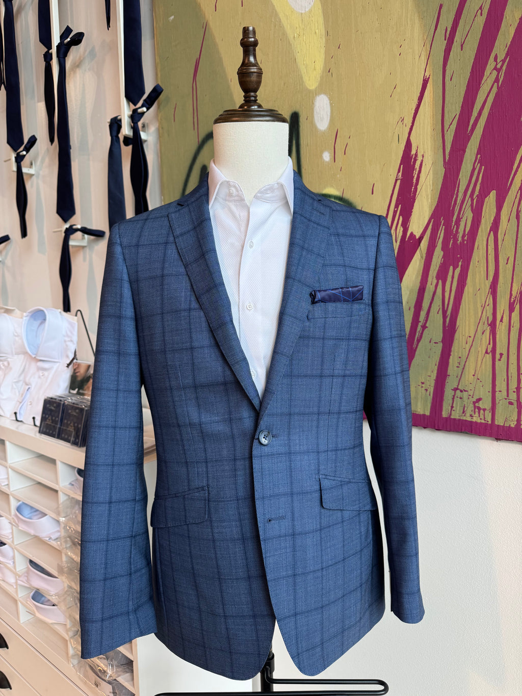 Blue with Navy Windowpane Blazer – Pursuit